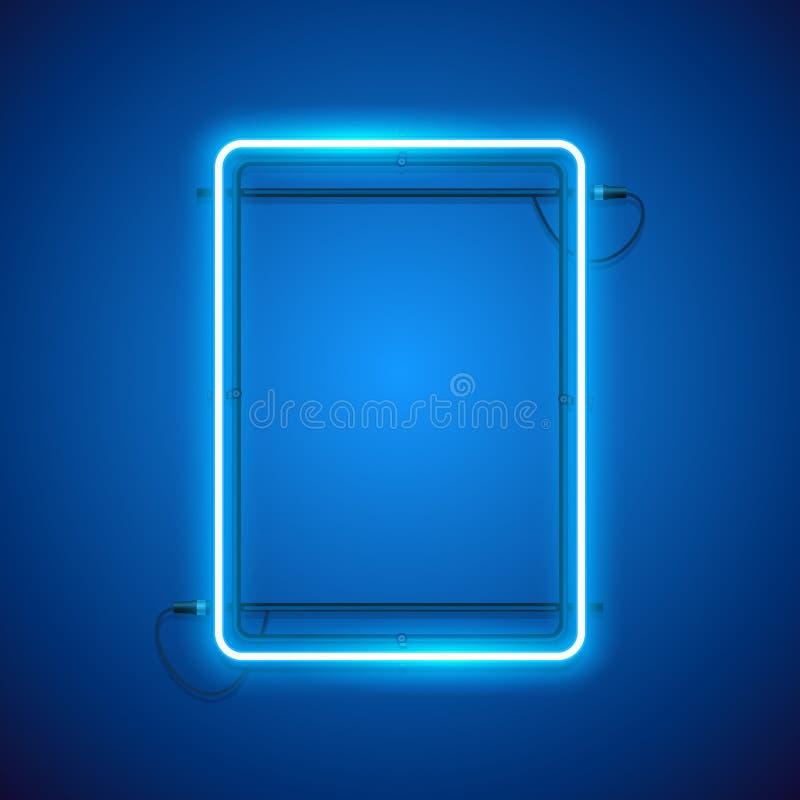 Rectangular Blue Neon Frame Stock Vector - Illustration of flare ...