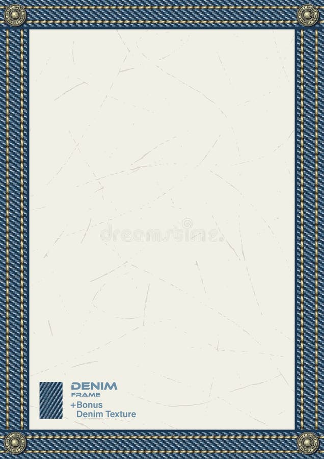 Vertical Rectangular Frame in Denim Style Stock Vector - Illustration ...