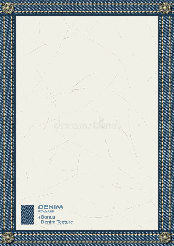 Vertical Rectangular Frame in Denim Style Stock Vector - Illustration ...