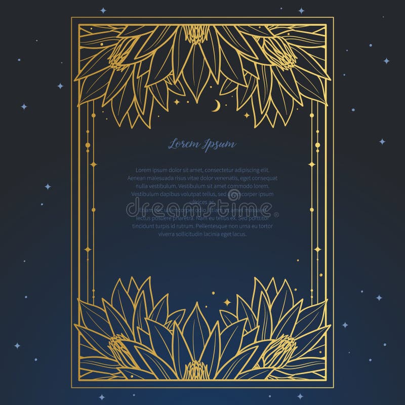 Vector Card Design with Golden Lotus Stock Vector - Illustration of ...