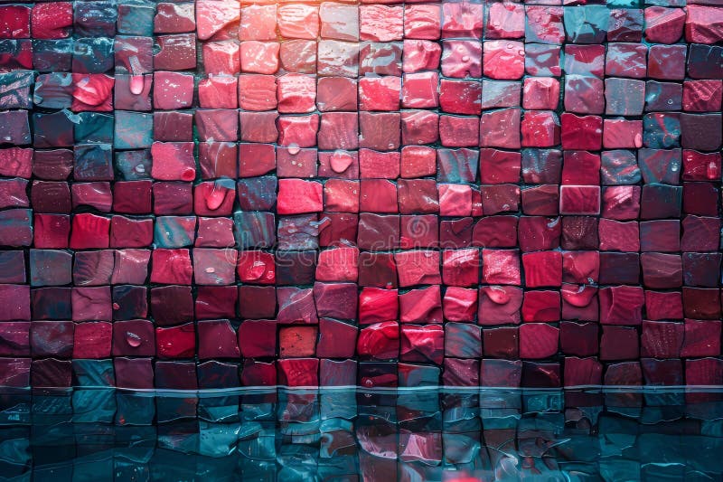 Vertical Red Ceramic Mosaic Background for a Stunning Pool Design and ...