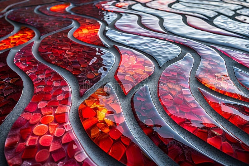 Vertical Red Ceramic Mosaic Design for Pool Background, Enhancing ...