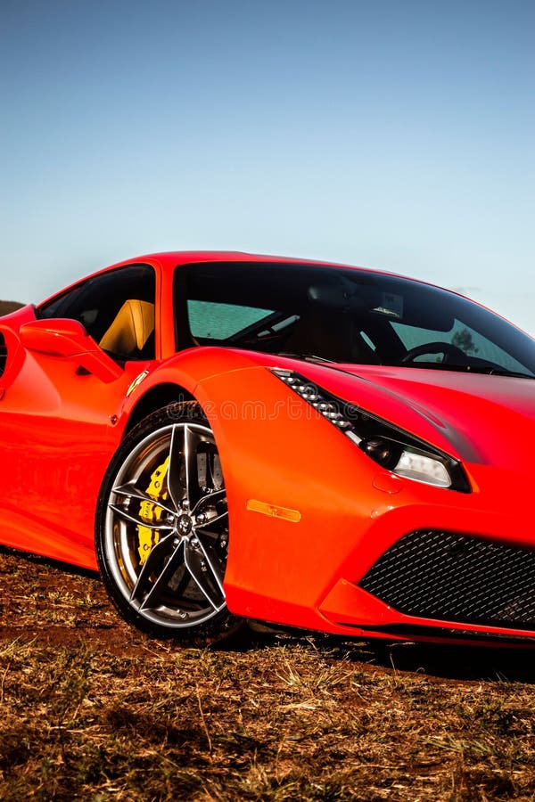 Vertical of a Red Ferrari Front View Editorial Image - Image of ...
