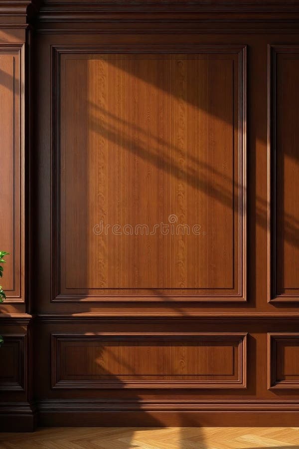 Vertical, Rich Brown Wood Paneling, Classic Design, Polished, High ...