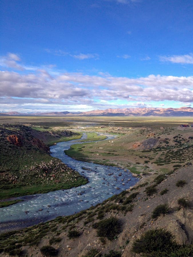Vertical of a River in a Barren Landscape on a Sunny Day Stock Photo ...