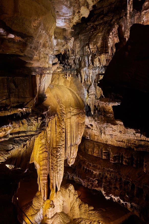 Vertical Rock Formations in Cave Large Stalactites Stock Photo - Image ...