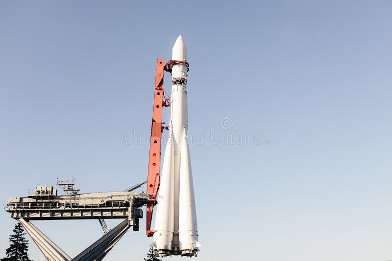 White Vertical Rocket Ready for Launch Background Editorial Photography ...