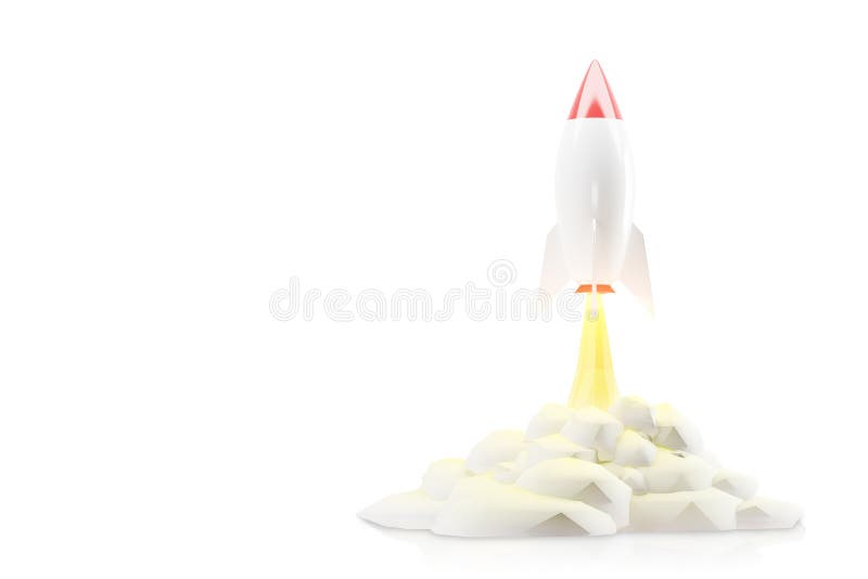 Vertical Rocket Sketch Against White Stock Illustration - Illustration ...