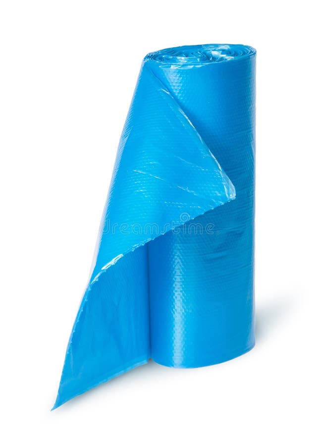 Roll of Blue Plastic Garbage Bags in Front View Stock Image - Image of ...