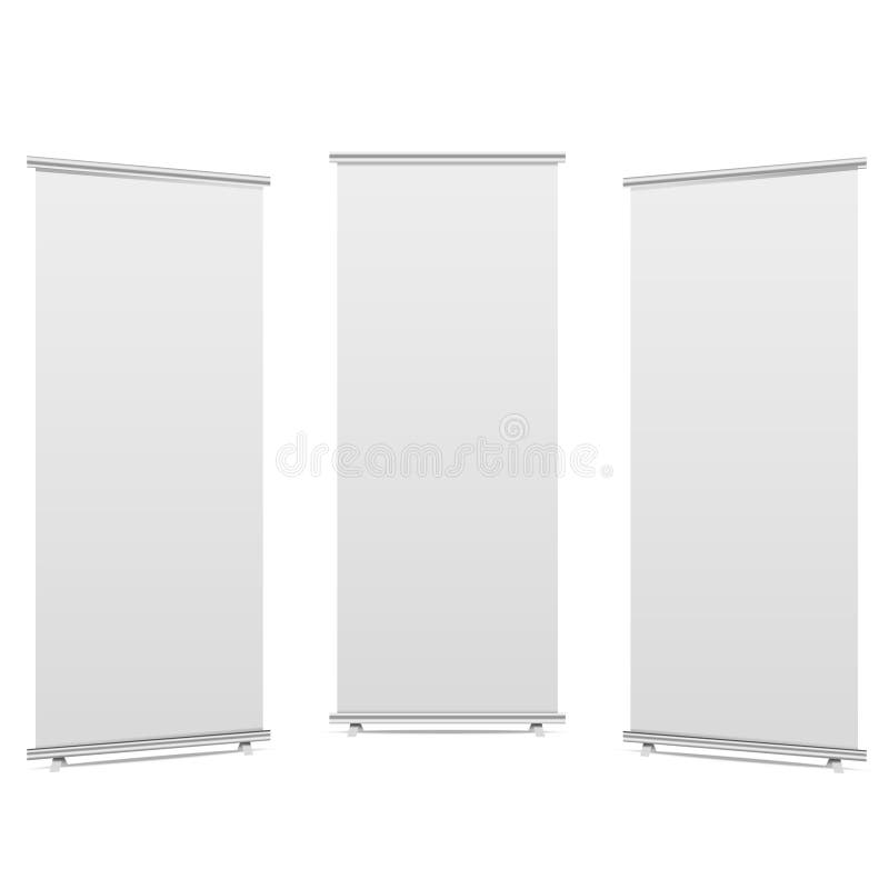 Vertical Roll Up Banner Stand Isolated on White Background. Vector ...