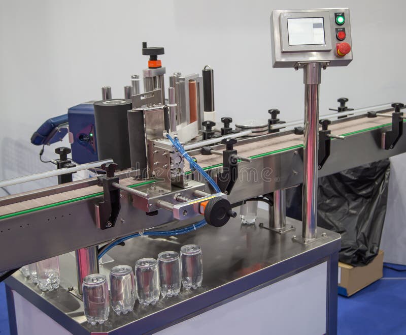 Vertical Round Bottle Labeling Machine Stock Photo - Image of brand ...