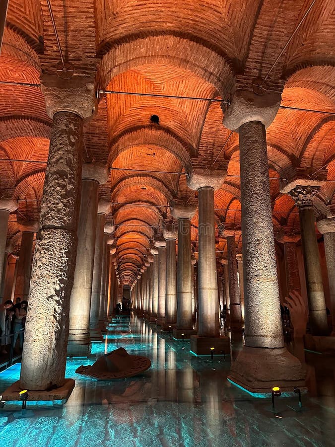 Vertical of the Rows of Columns and Sculptures in the Restored Basilica ...