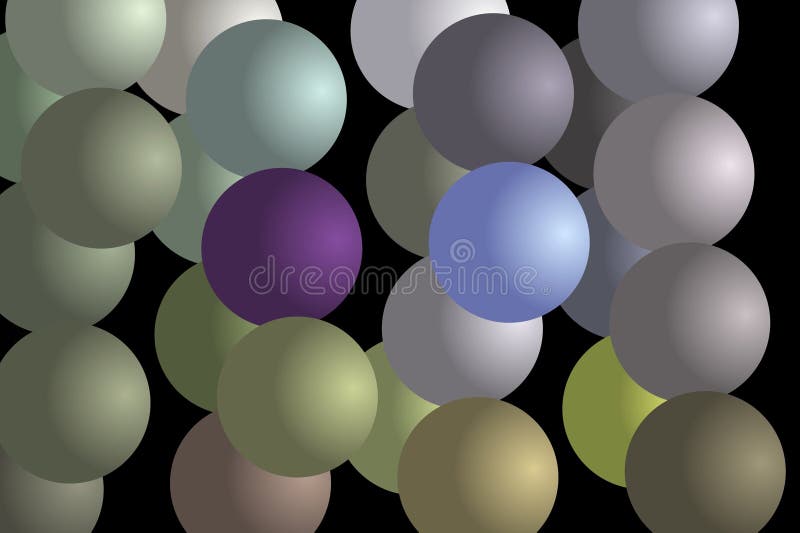 Vertical Rows of 3D Spheres. Spherical Molecules of Different Colors ...