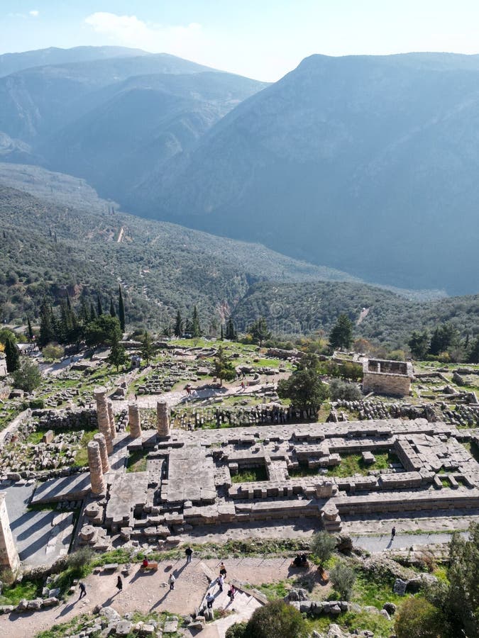Vertical of the Ruins of Delphi in Greece Stock Image - Image of rocky ...