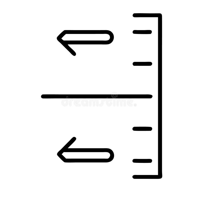 Vertical Ruler with Horizontal Arrows and Measurement Marks Scale Stock ...