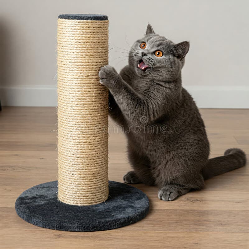 Vertical Scratch Post Supporting Healthy Claw Care Stock Illustration ...