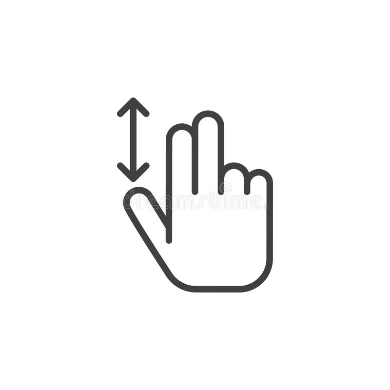 Vertical Scroll Hand Gesture Line Icon Stock Illustration ...