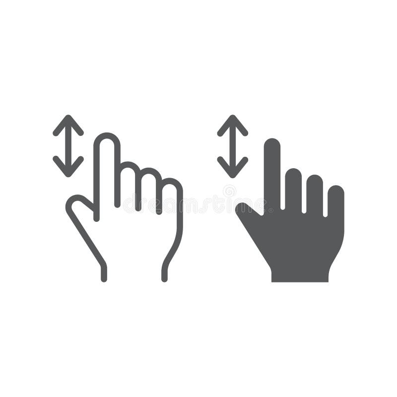 Vertical Scroll Line Icon, Finger and Gesture, Hand Sign, Vector ...