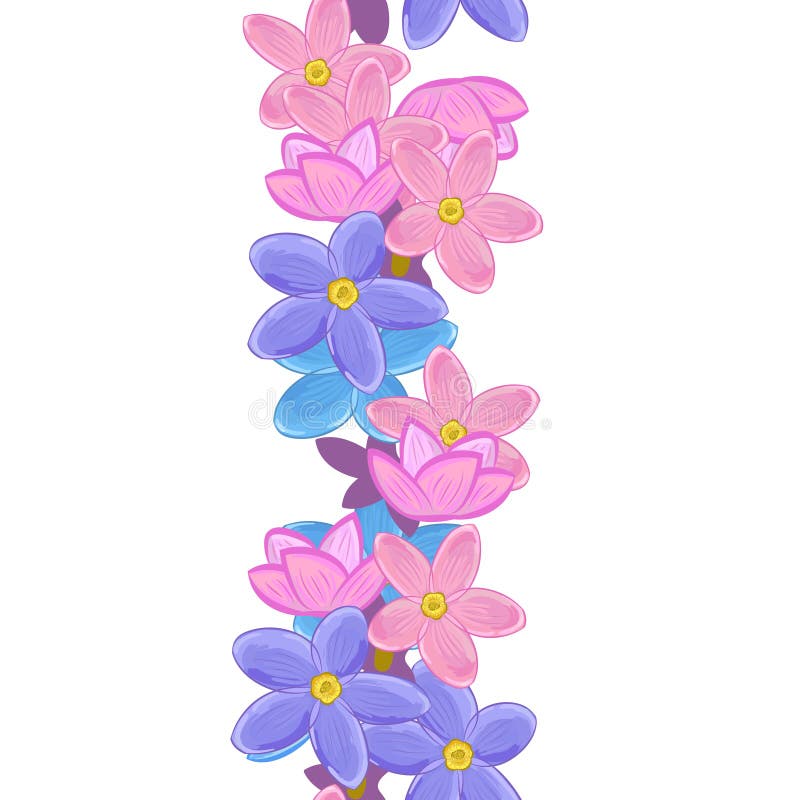 Vertical Seamless Floral Line Stock Vector - Illustration of greeting ...