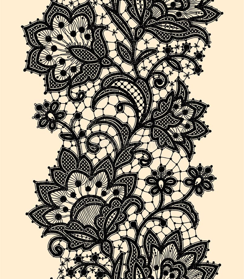 Black Lace Vector Fabric Seamless Pattern Stock Vector - Illustration ...