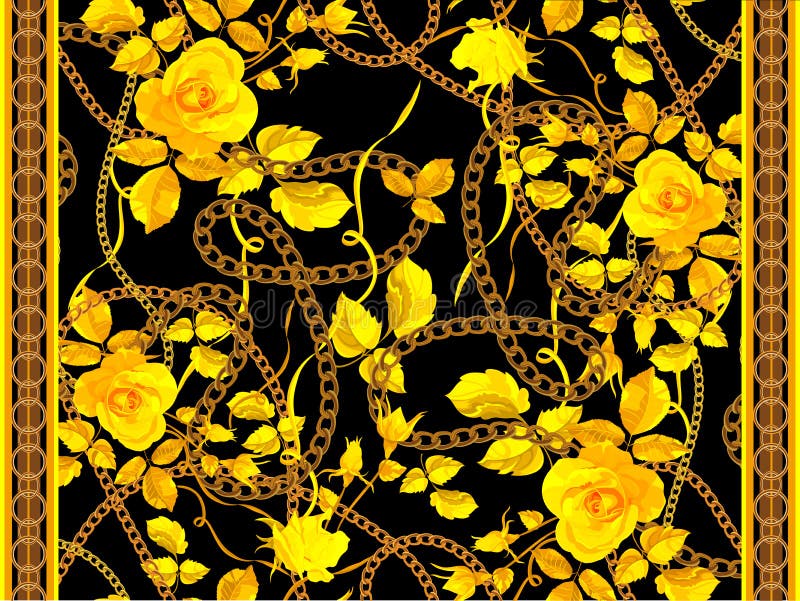 Vertical Seamless Pattern with Chains and Roses. Floral Patch for ...