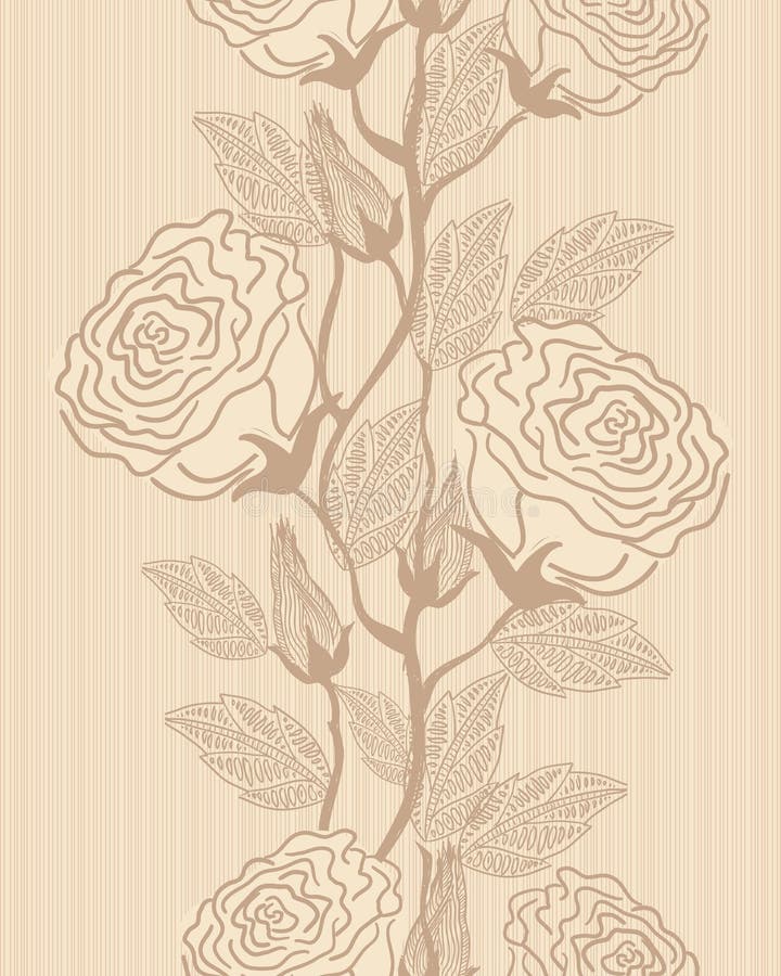 Seamless Vertical Pattern with Flowers Stock Vector - Illustration of ...