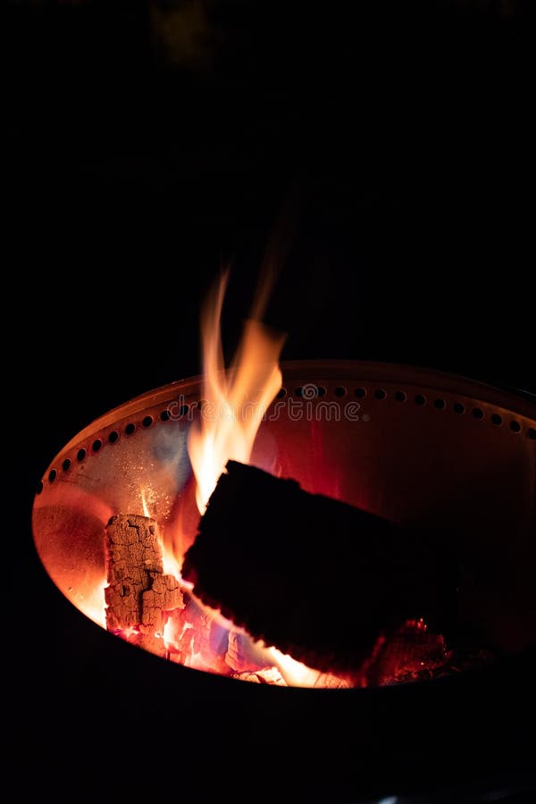 Vertical Selective Focus of Fire Flames in the Darkness Stock Photo ...