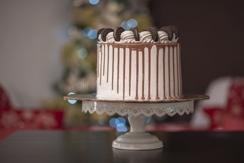 Selective Focus Shot of an Appetizing Cake Decorated with Liquid ...