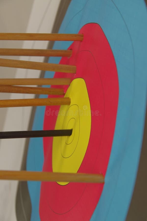 Vertical Selective Focus Shot of Arrows in Archery Target - Concept of ...