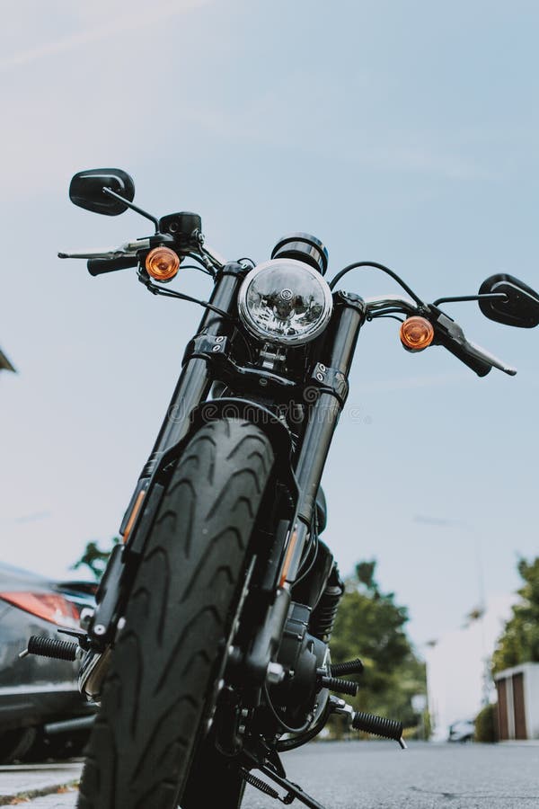 Vertical Selective Shot of a Black and Gray Motorcycle Stock Image ...