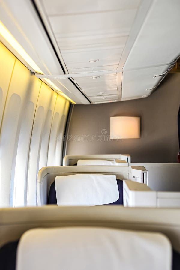 Vertical Shot of Airplane Business Class Cabin Stock Photo - Image of ...