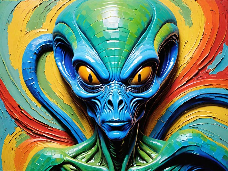 A Vertical Shot of a Alien in a Colorful Stock Illustration ...