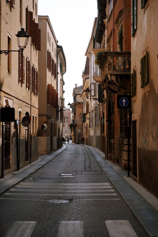 Vertical Shot of an Alley in a Daylight in Verona Stock Photo - Image ...