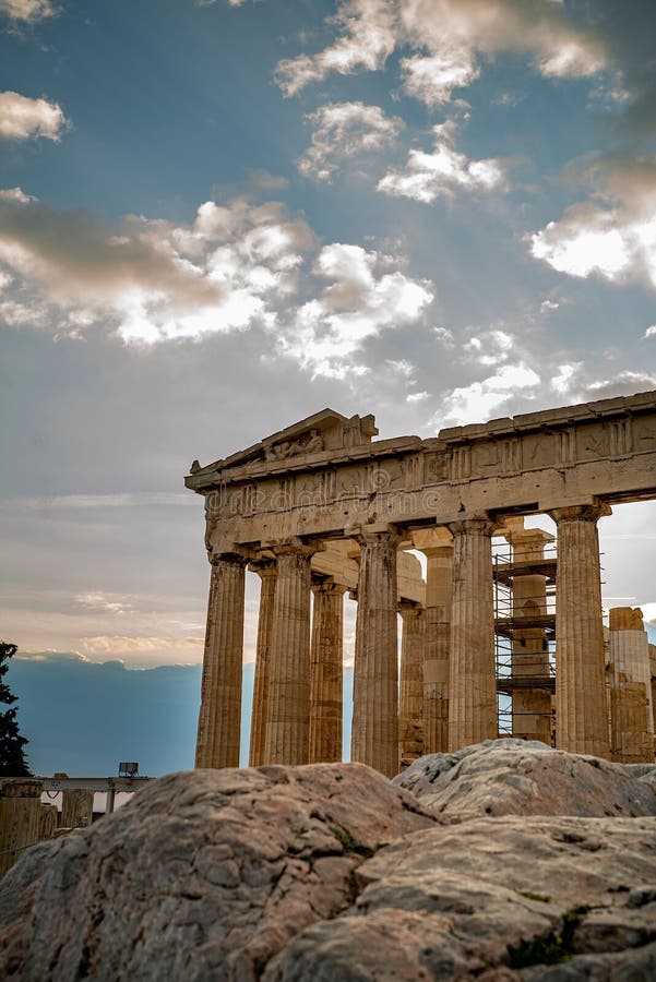Vertical Shot of an Ancient Building in Athens, Greece Stock Image ...