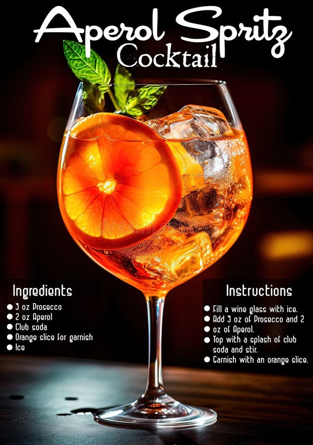 Vertical Shot of an Aperol Spritz Cocktail with Its Ingredients and ...