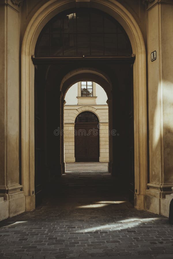 Vertical Shot of the Arch Entrance Stock Image - Image of facade ...