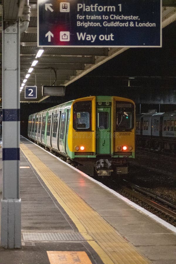 Vertical Shot of the Arriving Train and the Empty Platform of the ...