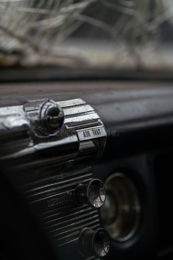 Vertical Shot of the Ash Tray of an Old Classic Car Stock Image - Image ...
