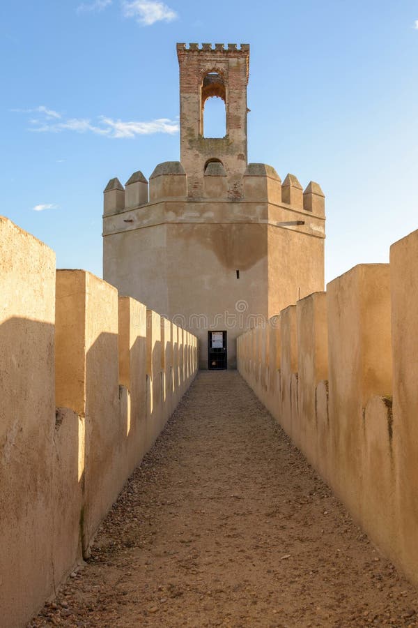 Badajoz Fortress Under the Sunlight and a Blue Sky in Spain Stock Image ...