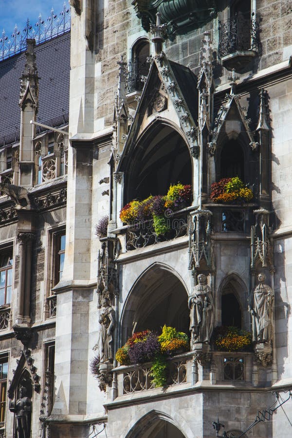 Vertical Shot of the Balconies of the Marienplatz Building in Germany ...