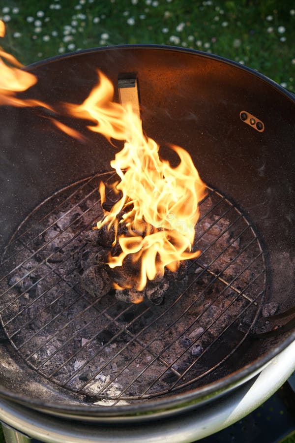 Vertical Shot of a Bbq Charcoal with Fire Stock Image - Image of heat ...