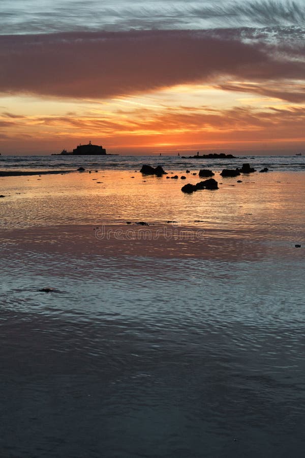 Vertical Shot of the Beach at Sunrise. Isle of Wight Stock Photo ...