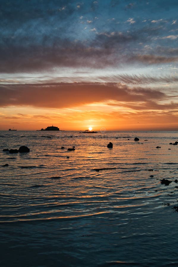 Vertical Shot of the Beach at Sunrise. Isle of Wight Stock Photo ...