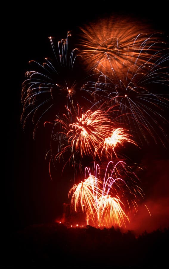 Vertical Shot of the Beautiful Festive Fireworks Captured during the ...