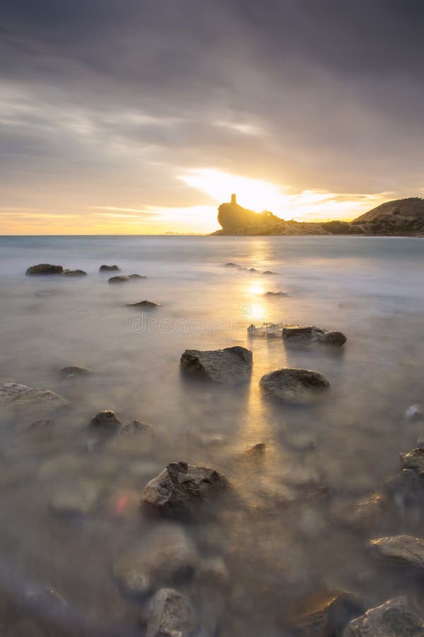Vertical Shot of Beautiful Foamy Waves Under during Sunset Hour Stock ...