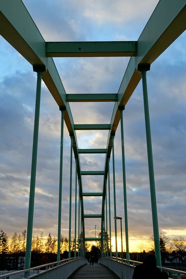 Vertical Shot of a Beautiful Footbridge in the Sunset Stock Image ...