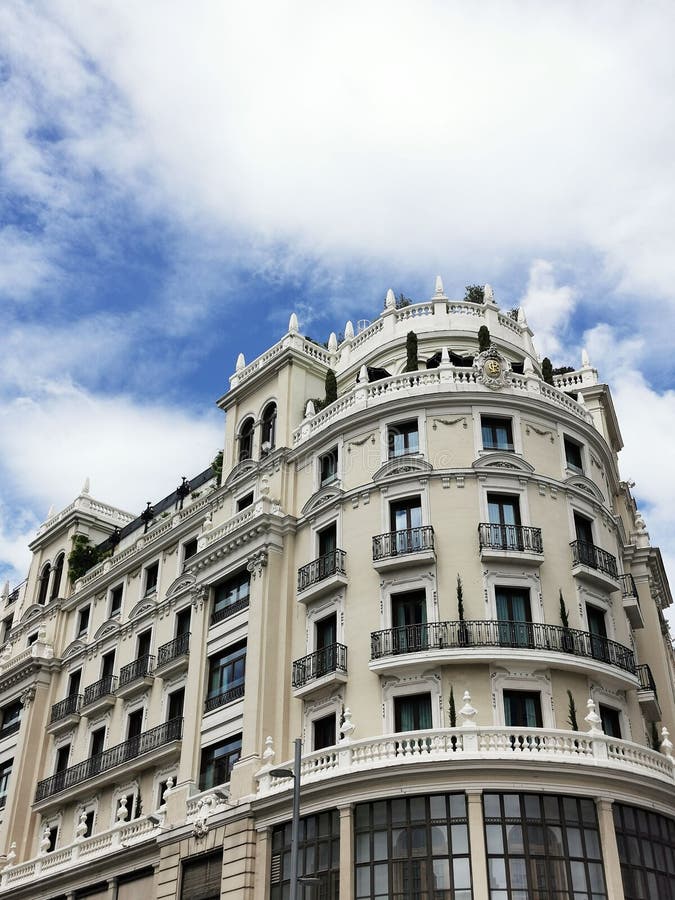 Vertical Shot of a Beautiful Rounded White Building in Madrid, Spain ...