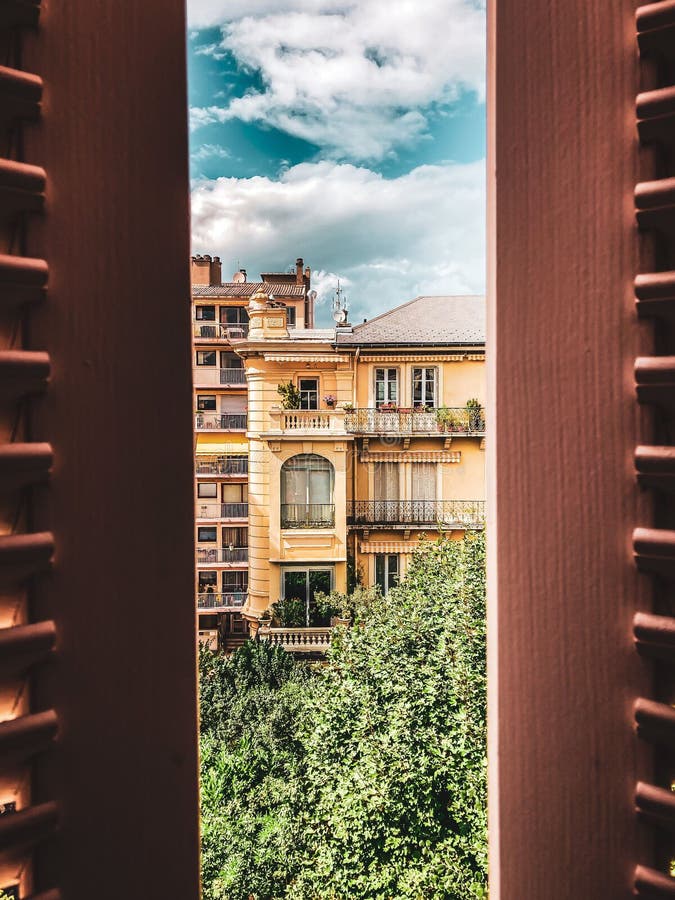 Vertical Shot of a Beautiful View through Window of a Building with ...