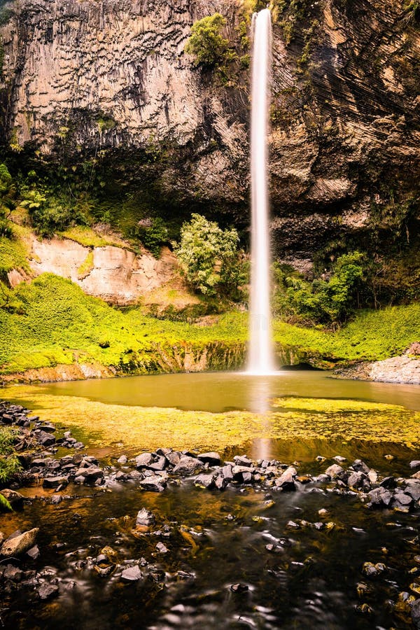 Vertical Shot of a Beautiful Waterfall Falling into a Pond Stock Photo ...