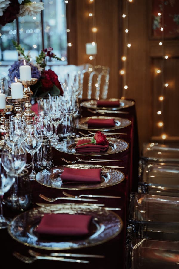Vertical Shot of Beautifully Decorated Dining Table Set Stock Image ...
